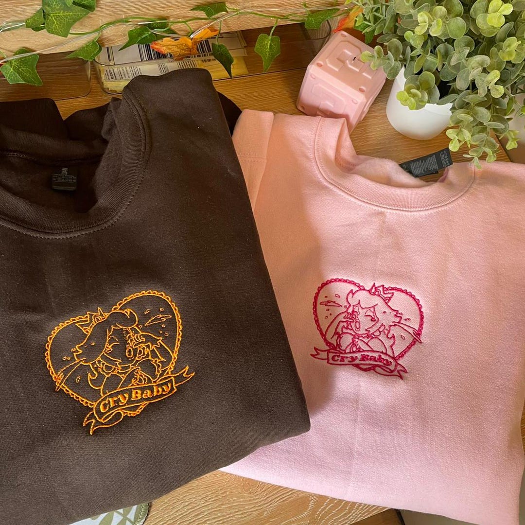 Peach and Daisy Cry Baby Princess Sweatshirt / Embroidery Sweatshirt ...