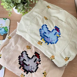 Chicken Stardew Valley Floral Overalls Pants / Embroidery Overalls ...