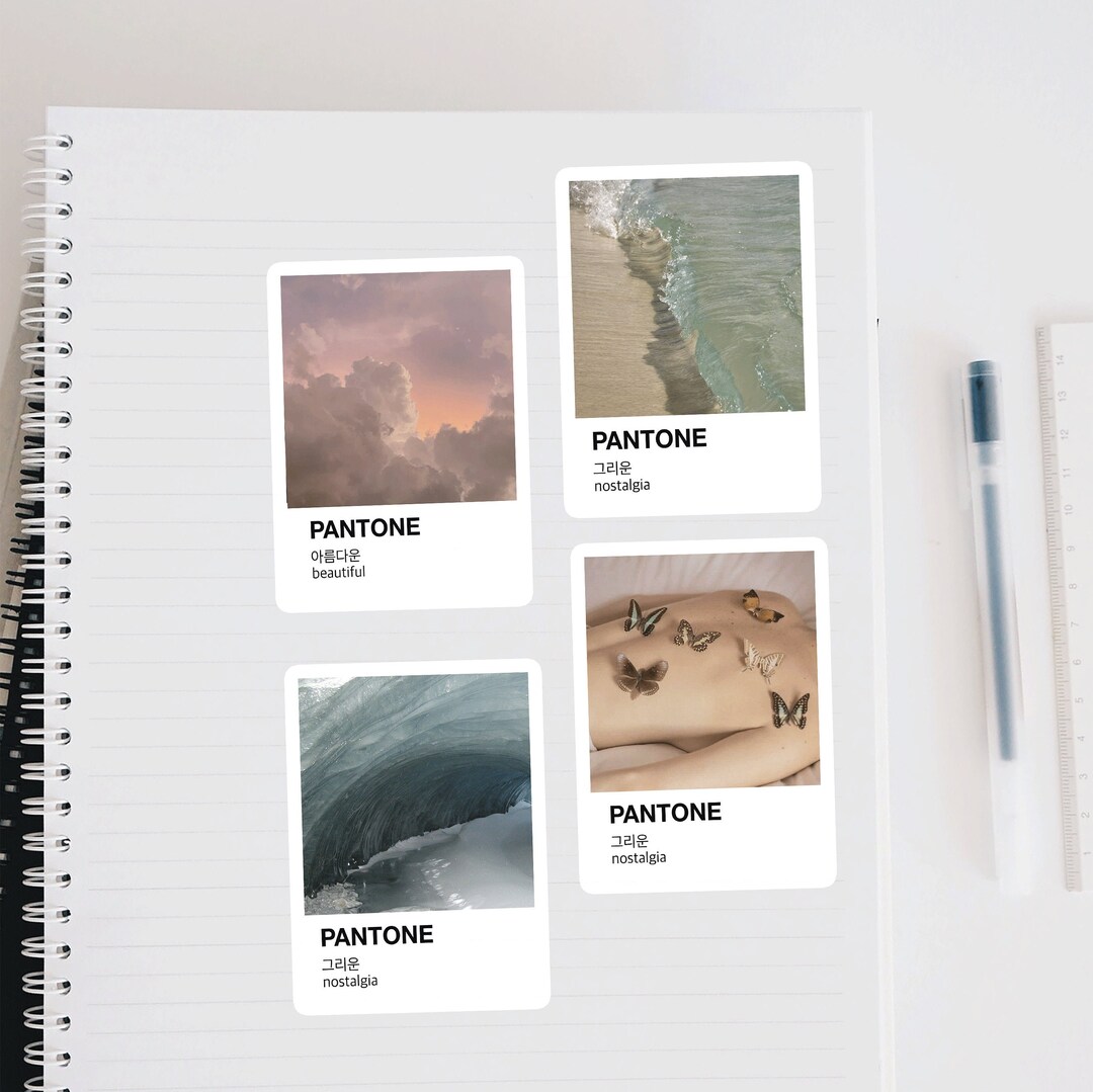 Aesthetic Pantone 4 Stickers With Korean, Decor Sticker, Landscape Cute ...