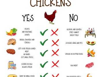 Chicken Food Guide Sticker | What Chickens Can Eat Chart | Coop Sign ...