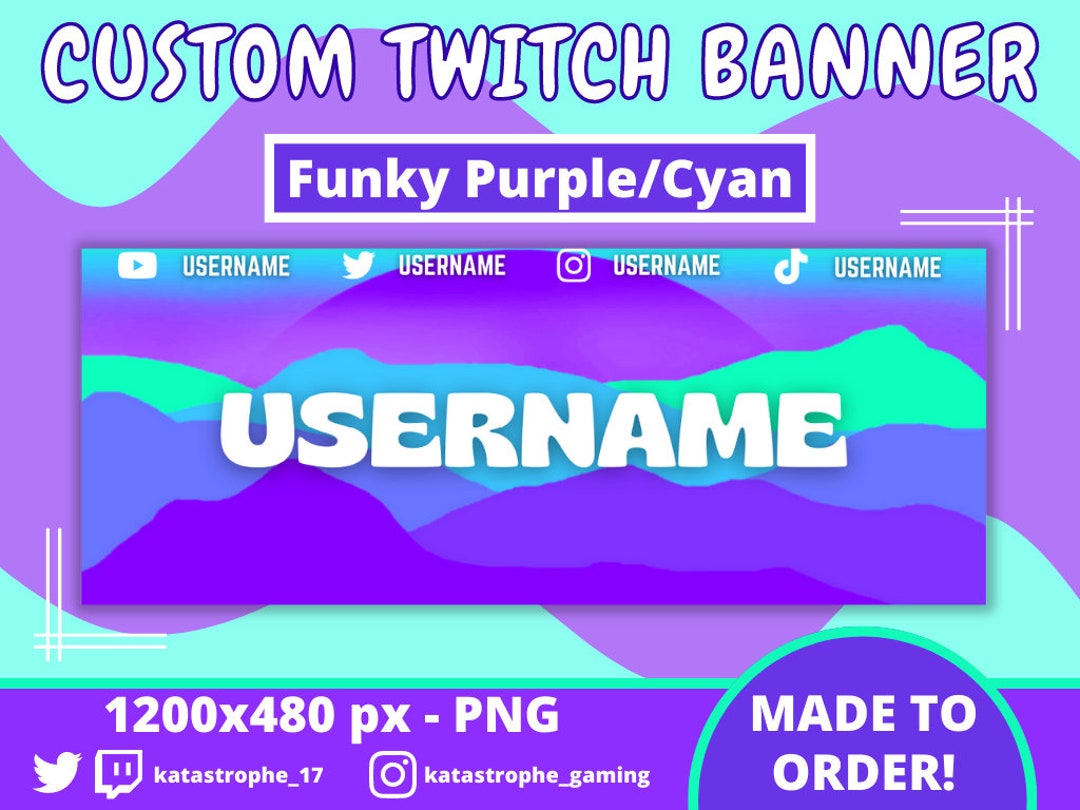 Custom Funky Purple & Cyan Twitch Banner / Customizable / - Etsy