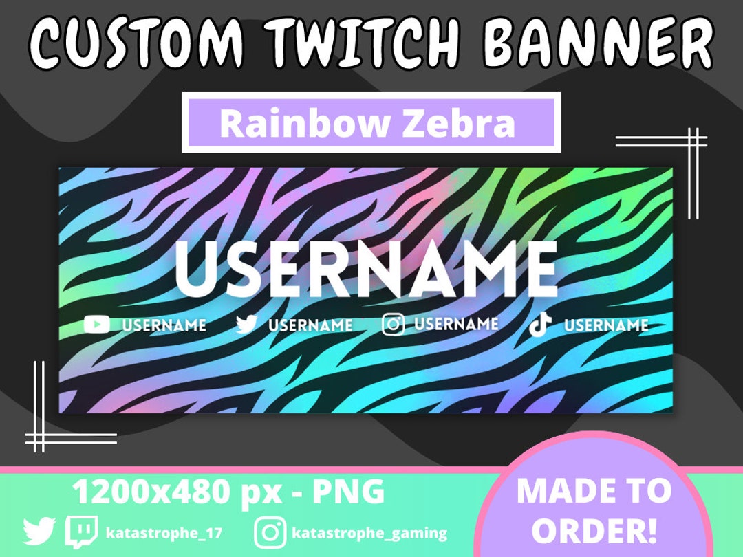 Custom Rainbow Zebra Twitch Banner / Customizable / Stream / Offline ...
