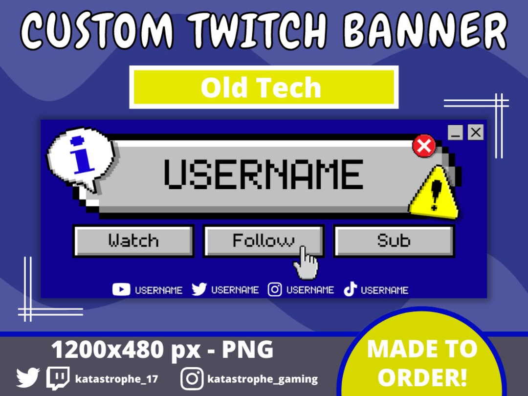 Custom Old Tech Twitch Banner / Customizable / Stream / Offline / Pixel ...