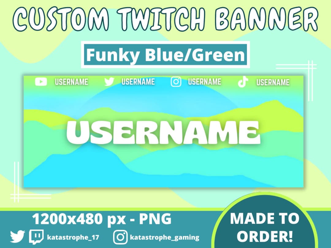 Custom Funky Blue & Green Twitch Banner / Customizable / Stream ...
