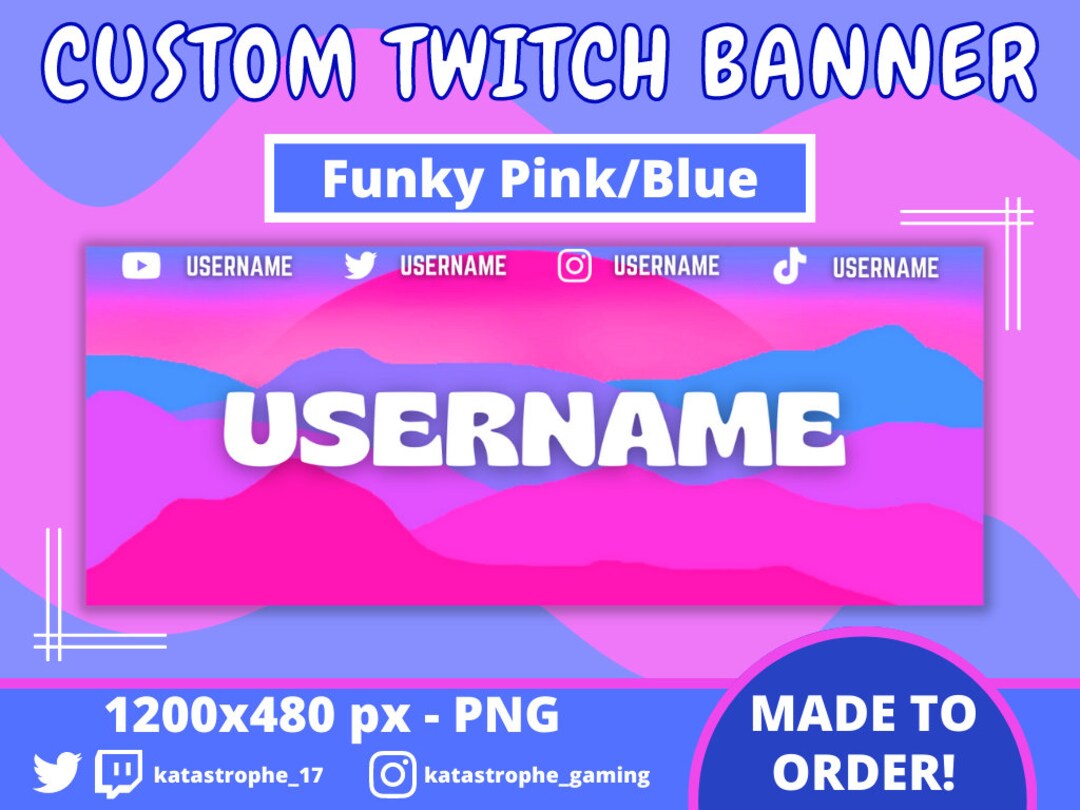 Custom Funky Pink & Blue Twitch Banner / Customizable / Stream ...