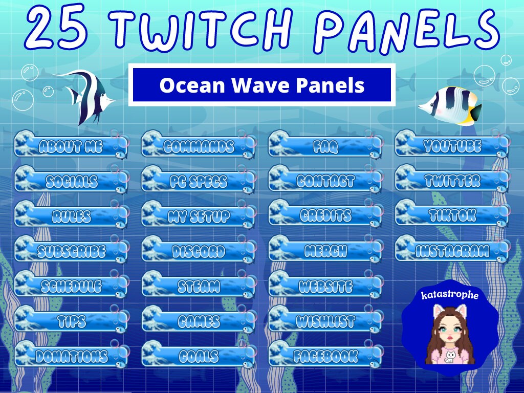 25x Twitch Ocean Wave Panels / Stream / Cute / Aesthetic / Kawaii ...