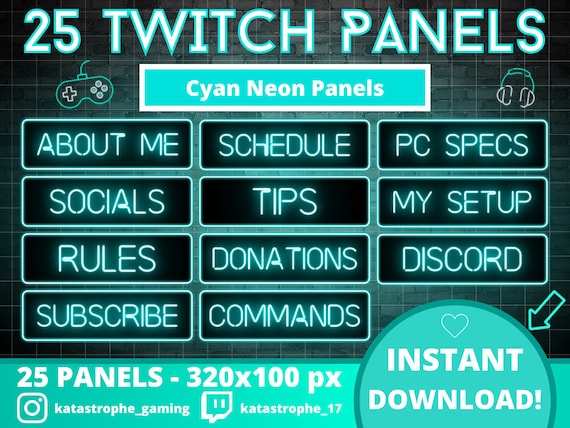 25x Twitch Cyan Neon Sign Panels / Glowing / Streamer / - Etsy
