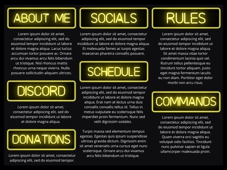 25x Twitch Yellow Neon Sign Panels / Glowing / Streamer / Aesthetic ...