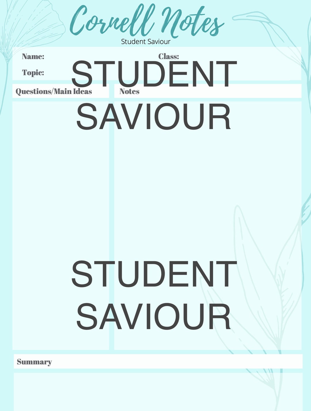 Cornell Notes Designed by Student Saviour - Etsy