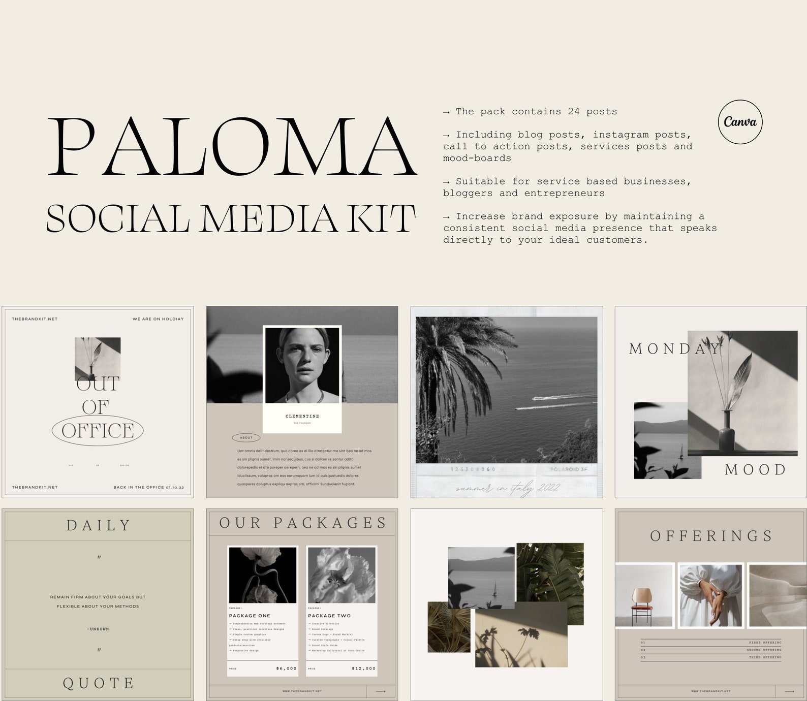 Paloma Social Media Kit | Social Media Template | Small Business ...