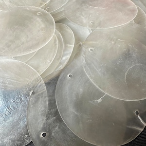 20-150 Pcs Natural Capiz Shells / 0/1/2 Holes /30/ 40/50/60/65/70mm ...