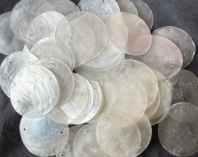 20-150 Pcs Natural Capiz Shells / 0/1/2 Holes /30/ 40/50/60/65/70mm ...