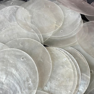 20-150 Pcs Natural Capiz Shells / 0/1/2 Holes /30/ 40/50/60/65/70mm ...