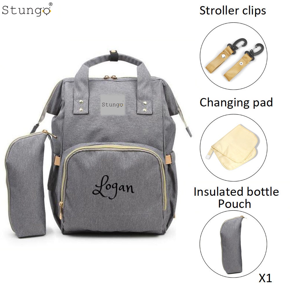 PERSONALIZED Large Diaper Bag Knapsack LAVENDER /GREY Custom Monogram ...