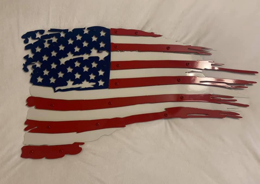 Flag, USA Tattered Battle Flag, Layered Plaque - Etsy