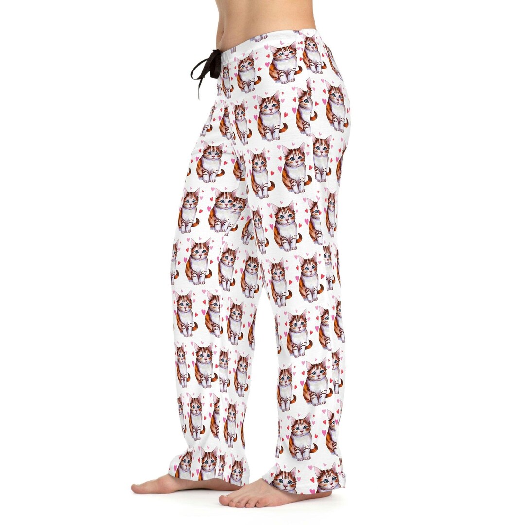 Cat Lover Pajama Pants for Women, Cat-themed Pajama Pants, Lightweight ...