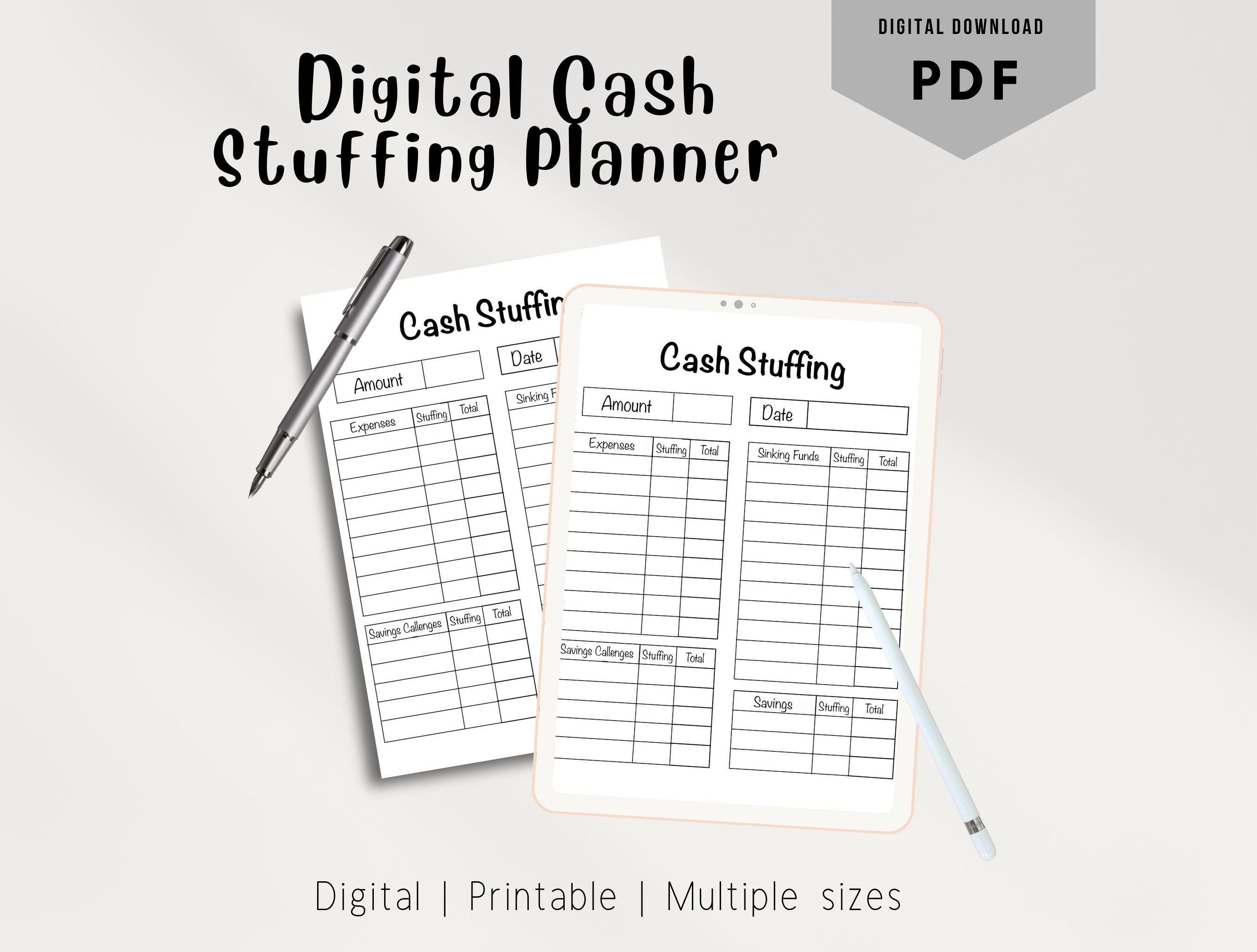 Cash Stuffing Worksheet PDF Letter/a5/a6 Paycheck Budget Cash Savings ...