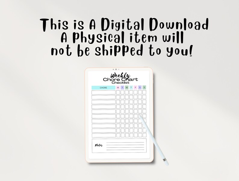 Digital Weekly Chore Chart | Chore Checklist | Digital Planning | Chore ...