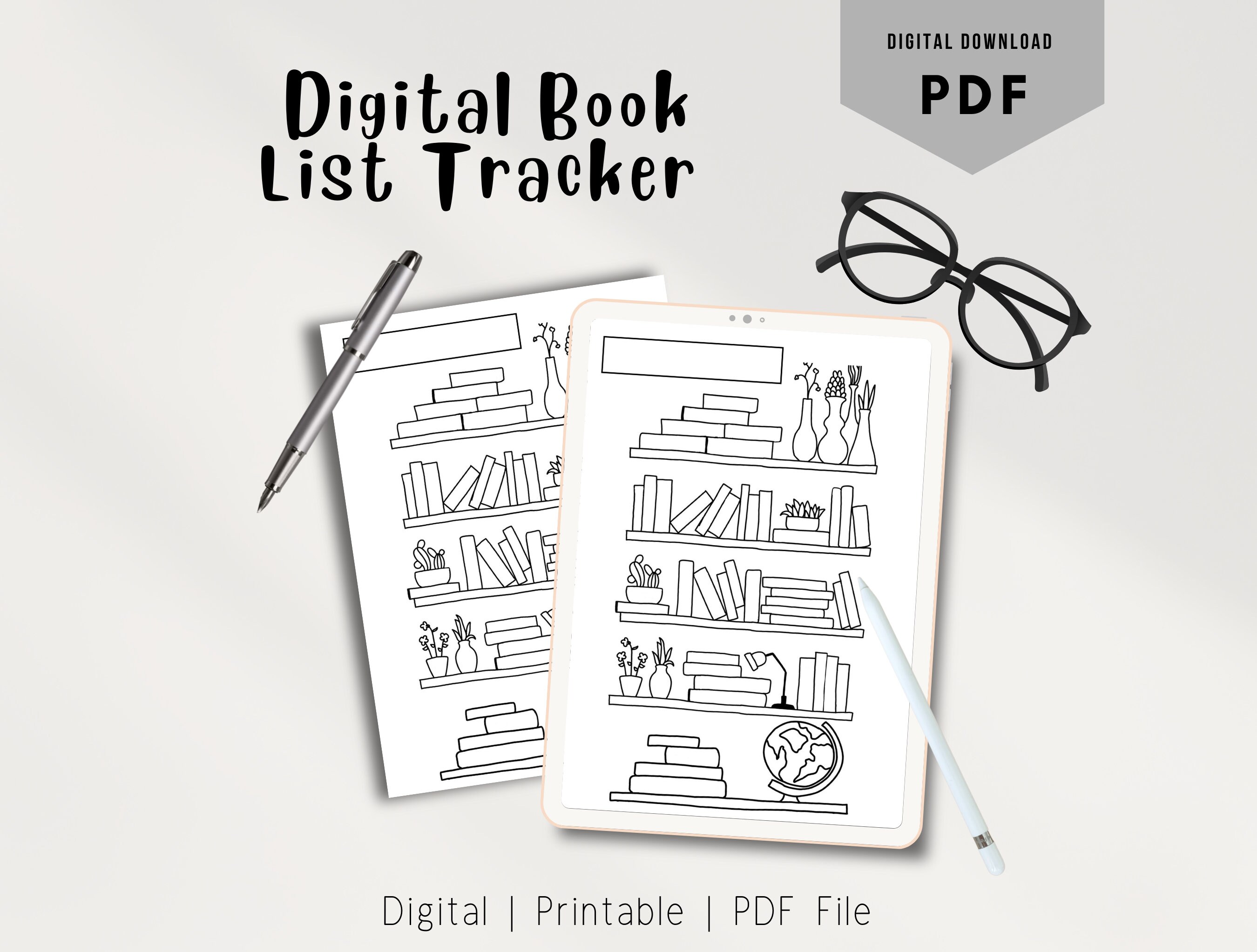 Book Tracker Printable Pdf Bookshelf Reading Log Books - Etsy