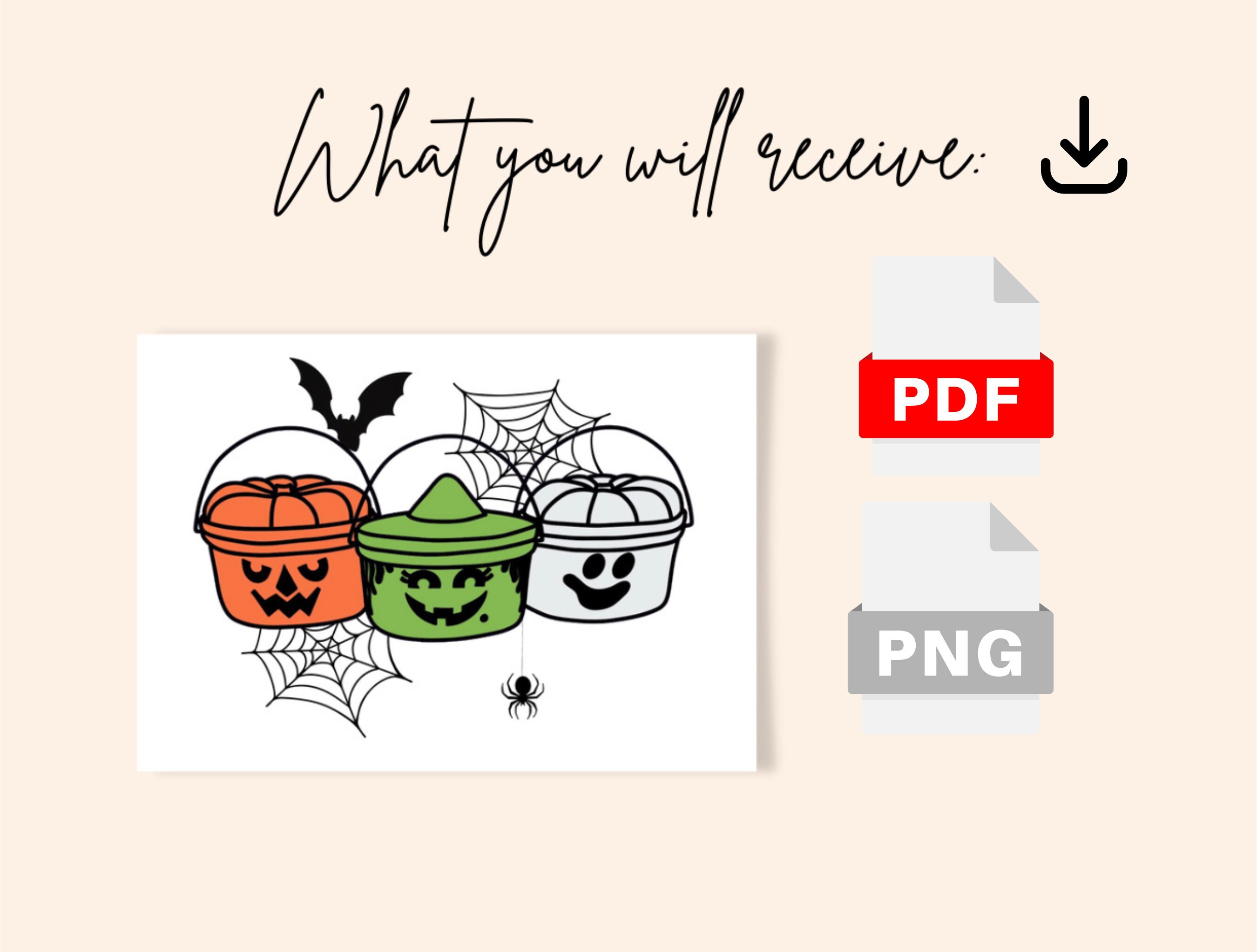 Boo Buckets | Retro | Pumpkin Pail PNG PDF | Halloween Vintage | Happy ...