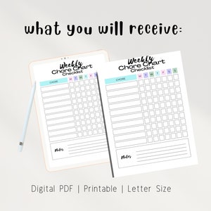 Digital Weekly Chore Chart | Chore Checklist | Digital Planning | Chore ...