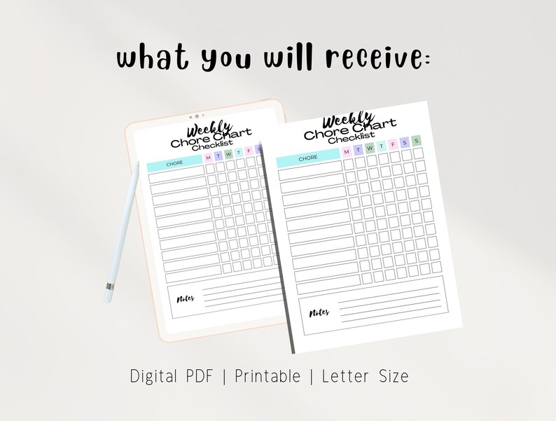 Digital Weekly Chore Chart | Chore Checklist | Digital Planning | Chore ...