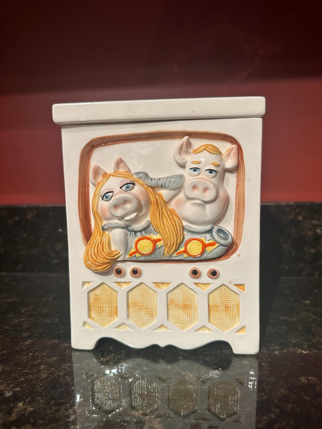 Pigs in Space Ms Piggy Muppets Cookie Jar Cannister Sigma Hand Painted ...