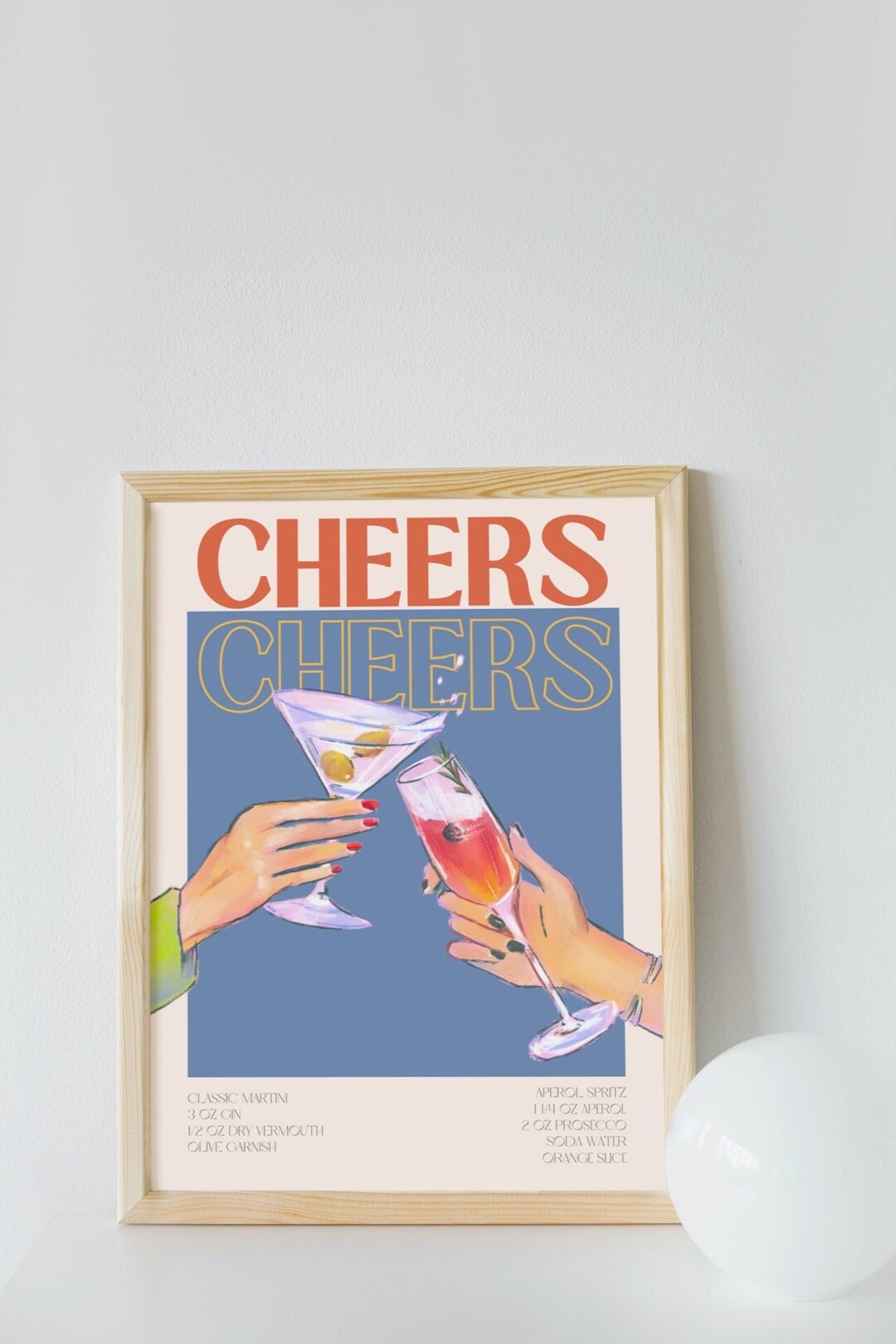 Cheers Drink Martini Aperol Spritz Wall Decor Party Alcohol - Etsy Canada