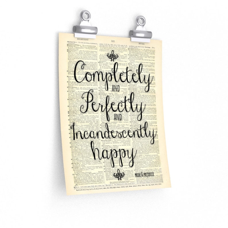 Pride and Prejudice Quote Art Print | Pride & Prejudice Print | Book ...