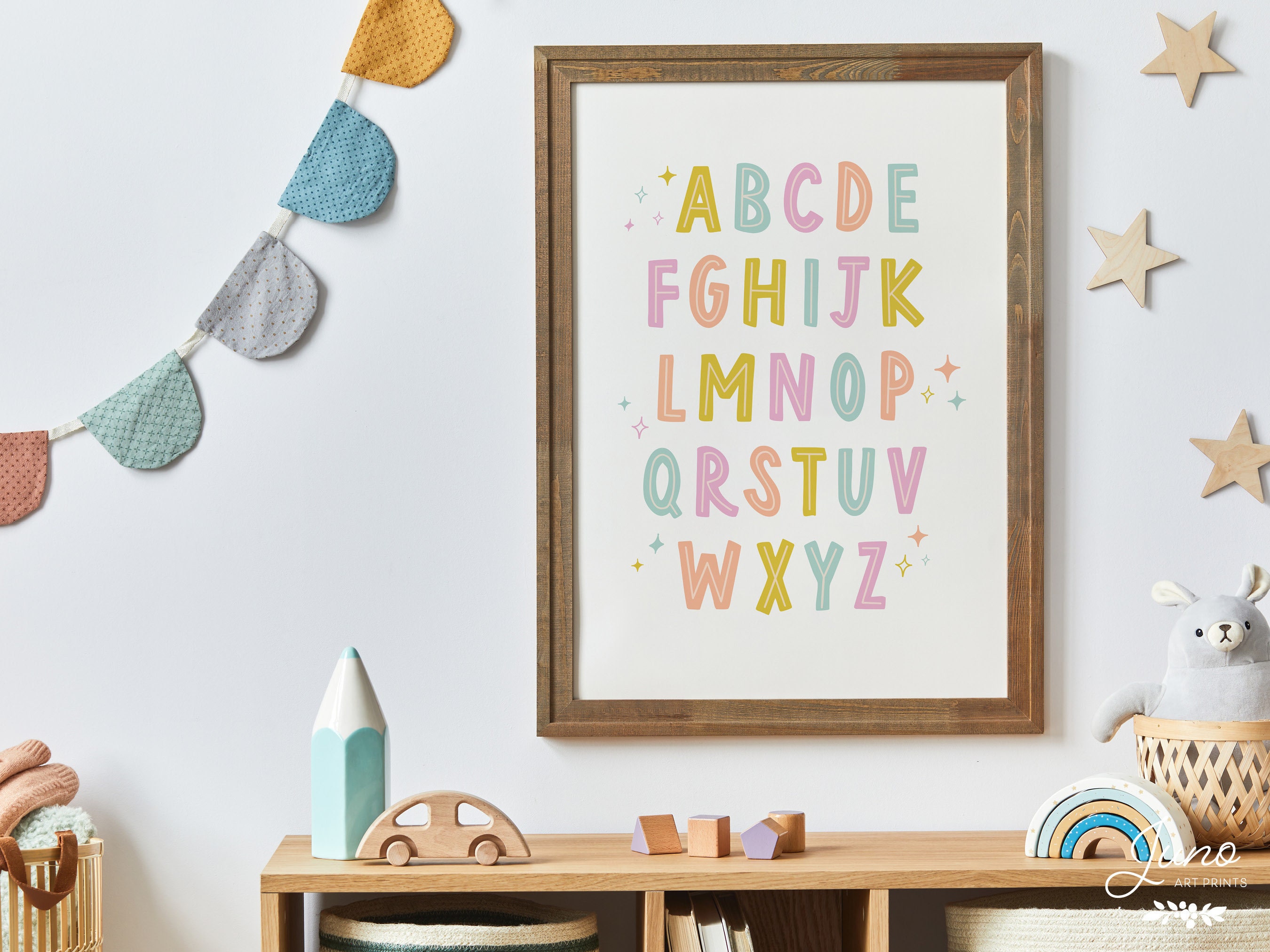 Pastel ABC Poster, Colourful ABC Print, Alphabet Wall Art for Girls ...