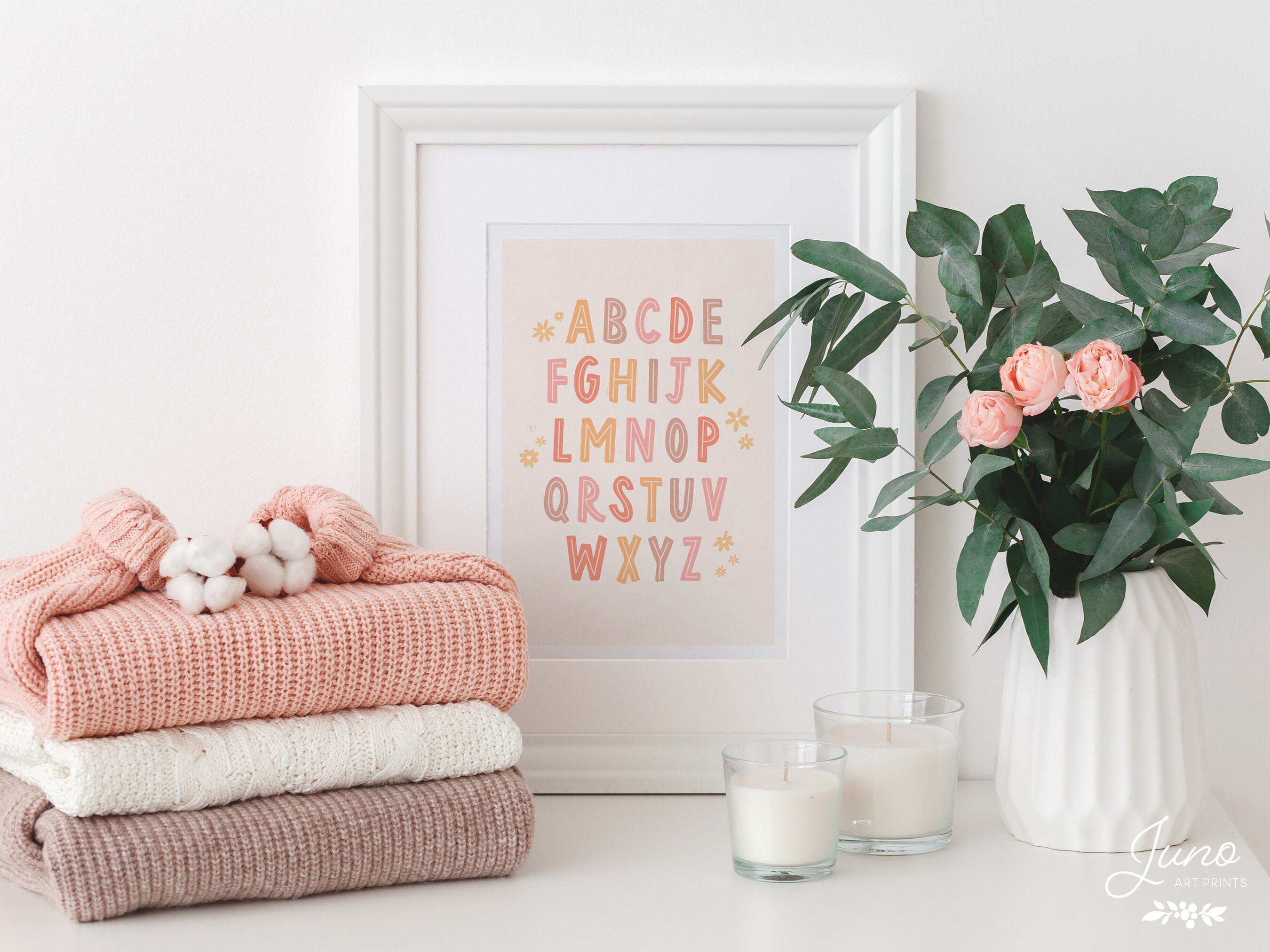 Boho Alphabet Poster Printable Wall Art for Girls Room Boho - Etsy