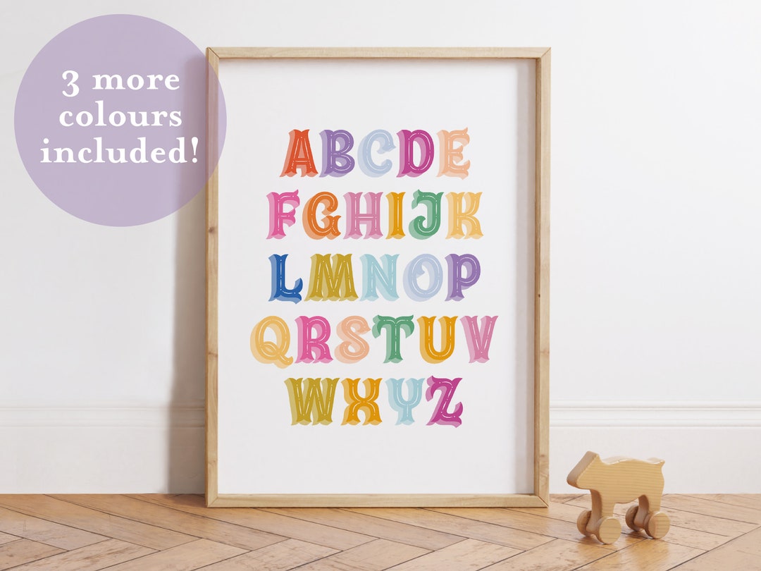 Groovy Colourful ABC, Pastel Alphabet Poster, Alphabet Wall Art ...