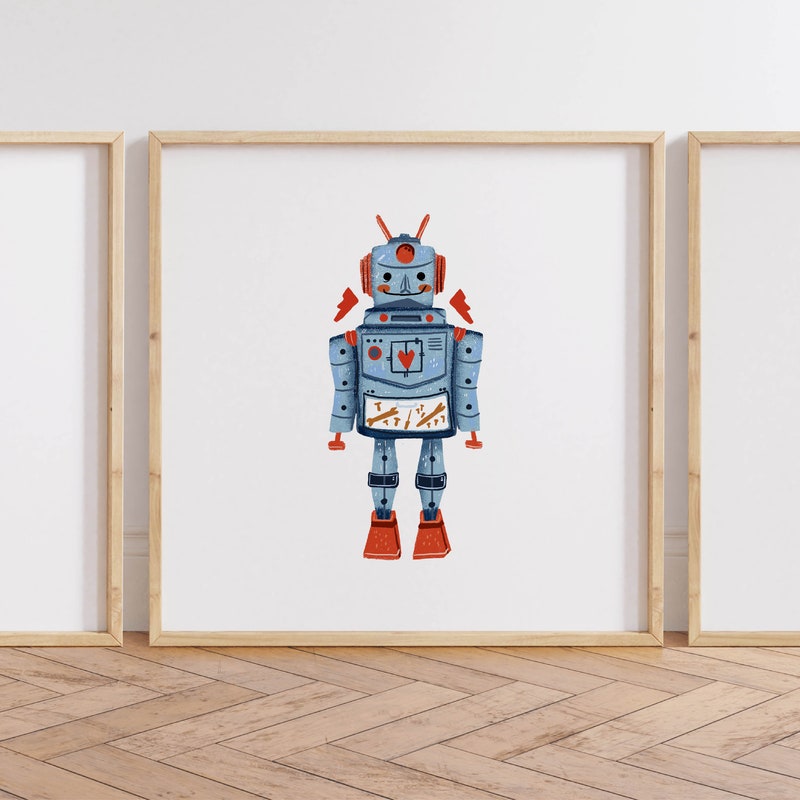 Retro Robot Art - Etsy