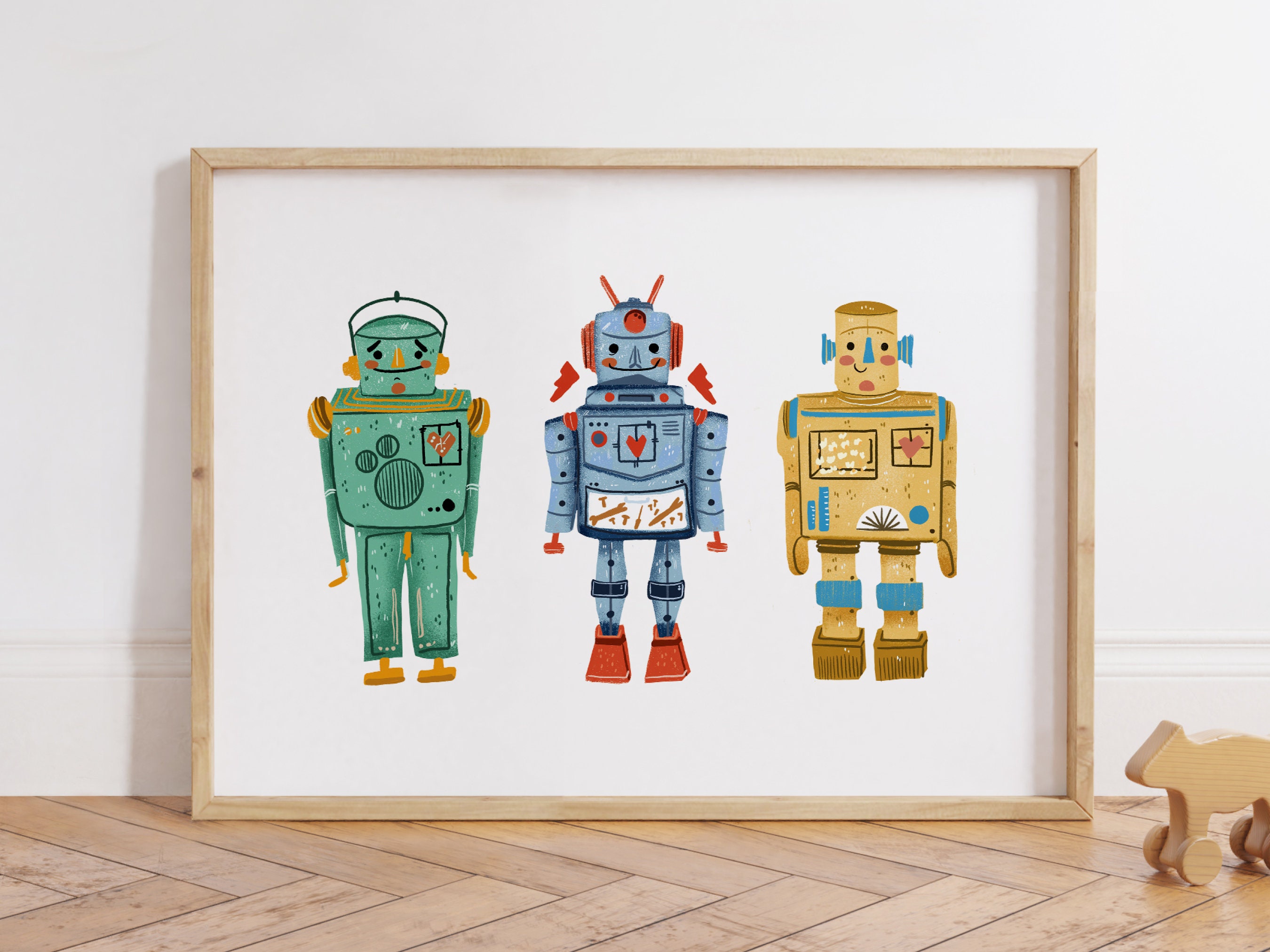 Kids Retro Robot Wall Print Printable Robot Art for Nursery - Etsy