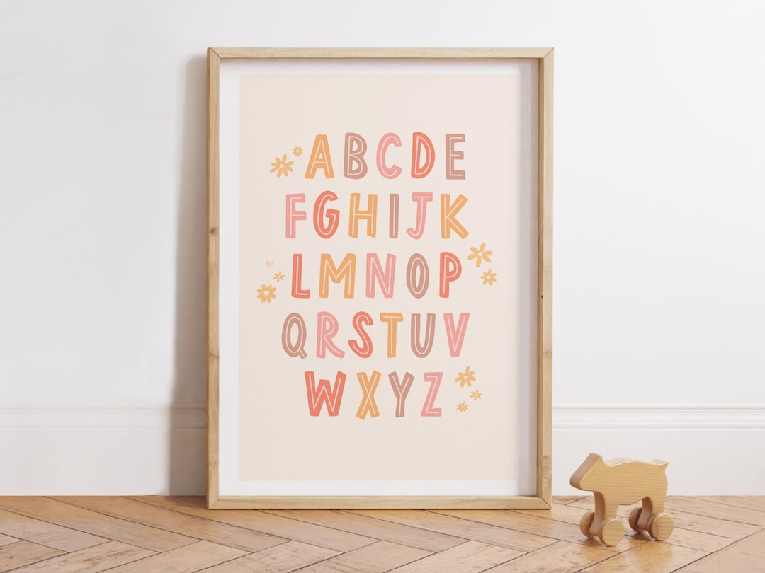 Boho Alphabet Poster, Printable Wall Art for Girls Room, Boho Nursery ...