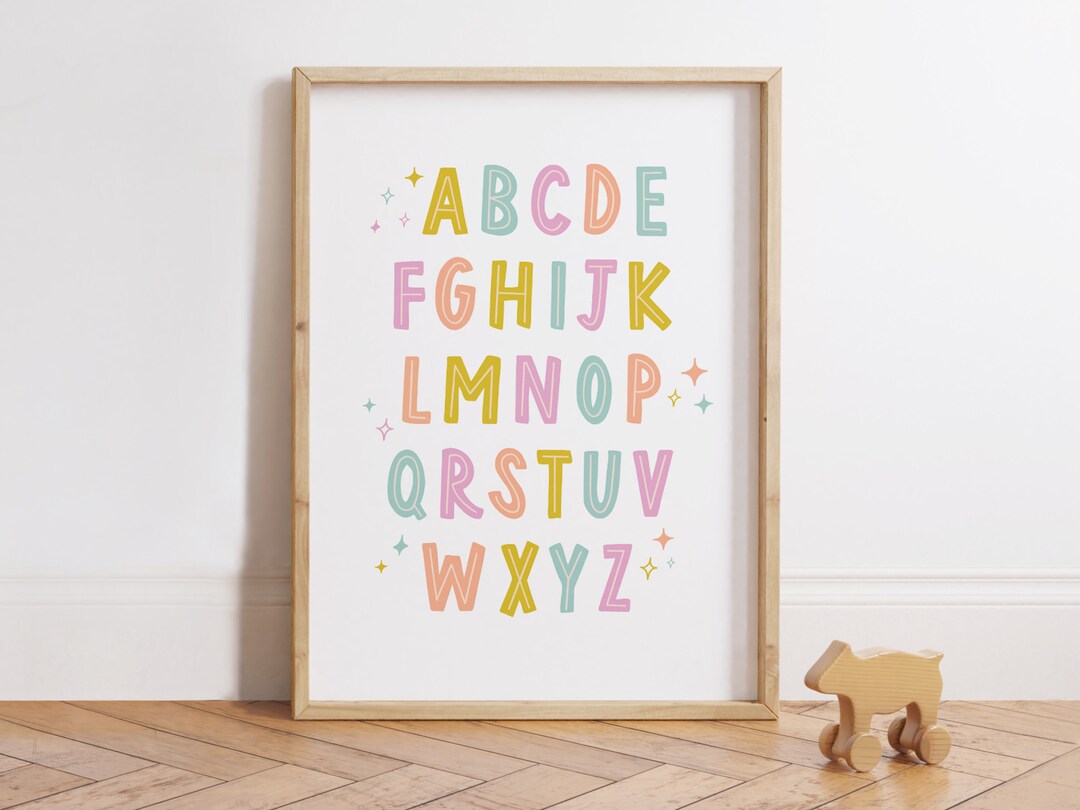Pastel ABC Poster, Colourful ABC Print, Alphabet Wall Art for Girls ...