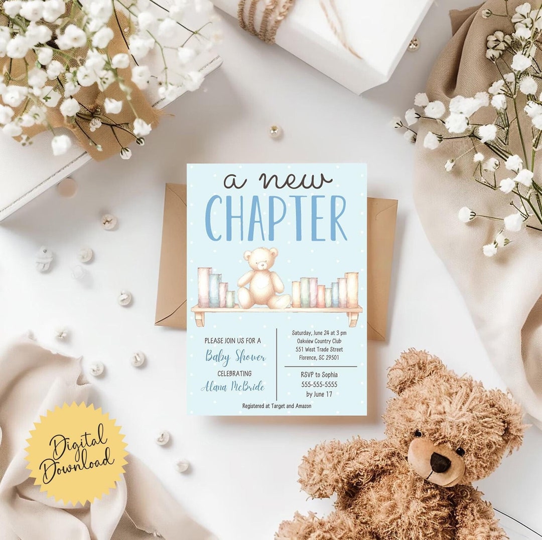 Editable Boys Baby Shower Invitation Digital Download | Teddy Bear | A ...
