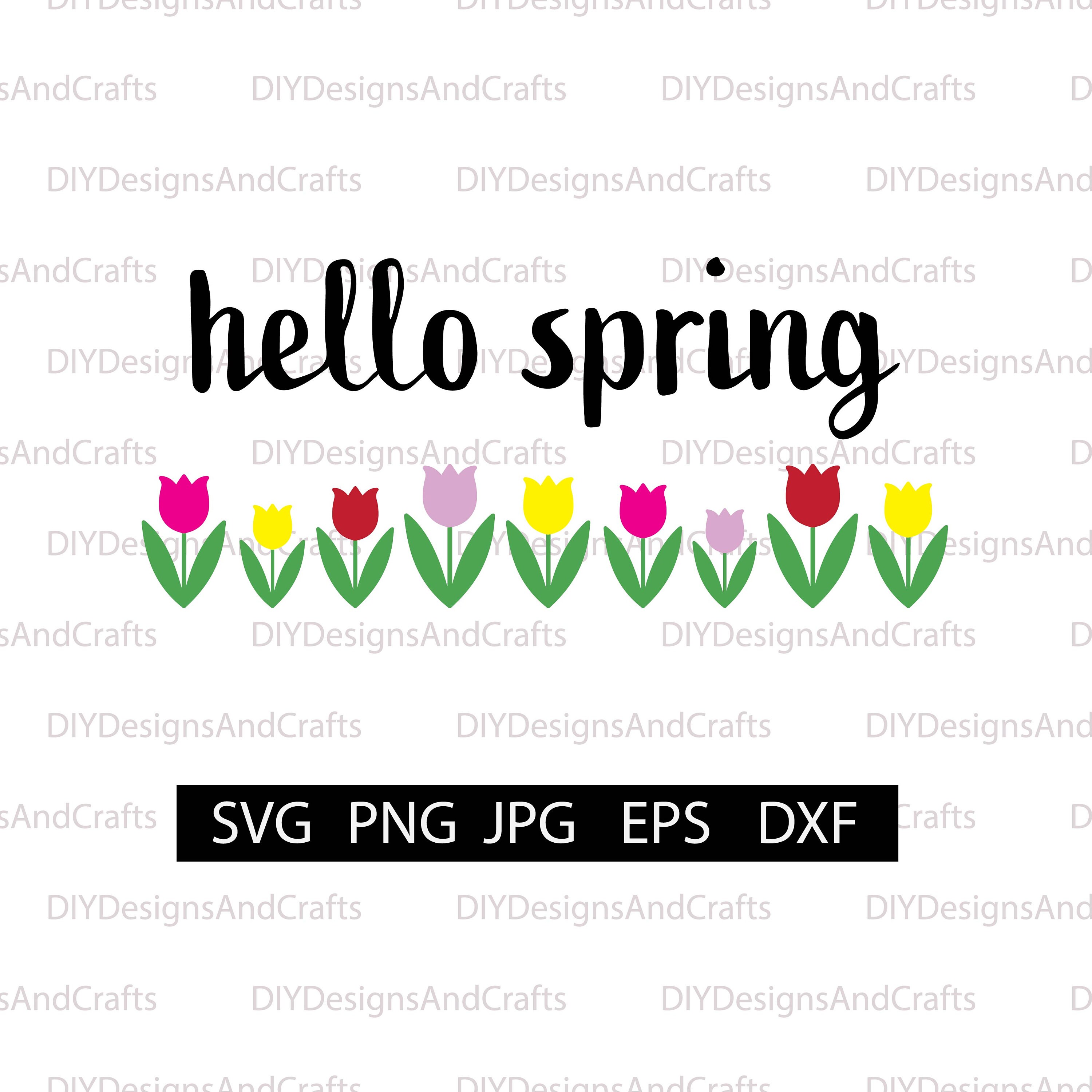 Drawing & Illustration SVG & PNG Hello Spring Cut File Cricut and ...