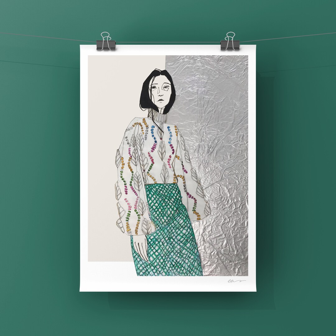 Mayu Cosmos. High Quality Signed Art Print. Green and Silver Woman ...