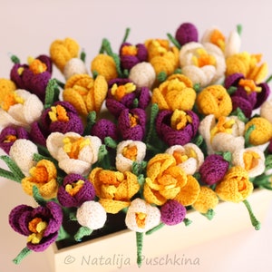 Crochet Crocus Wreath or Bouquet for Springtime, Crochet Flower Pattern ...