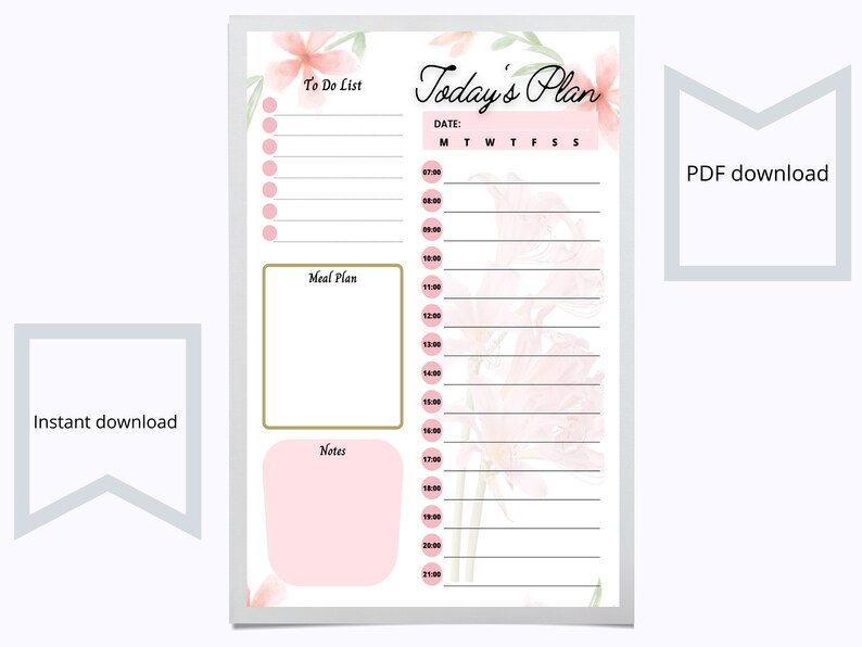 Printable Daily Planner, Cute and Floral Planner, to Do List ...