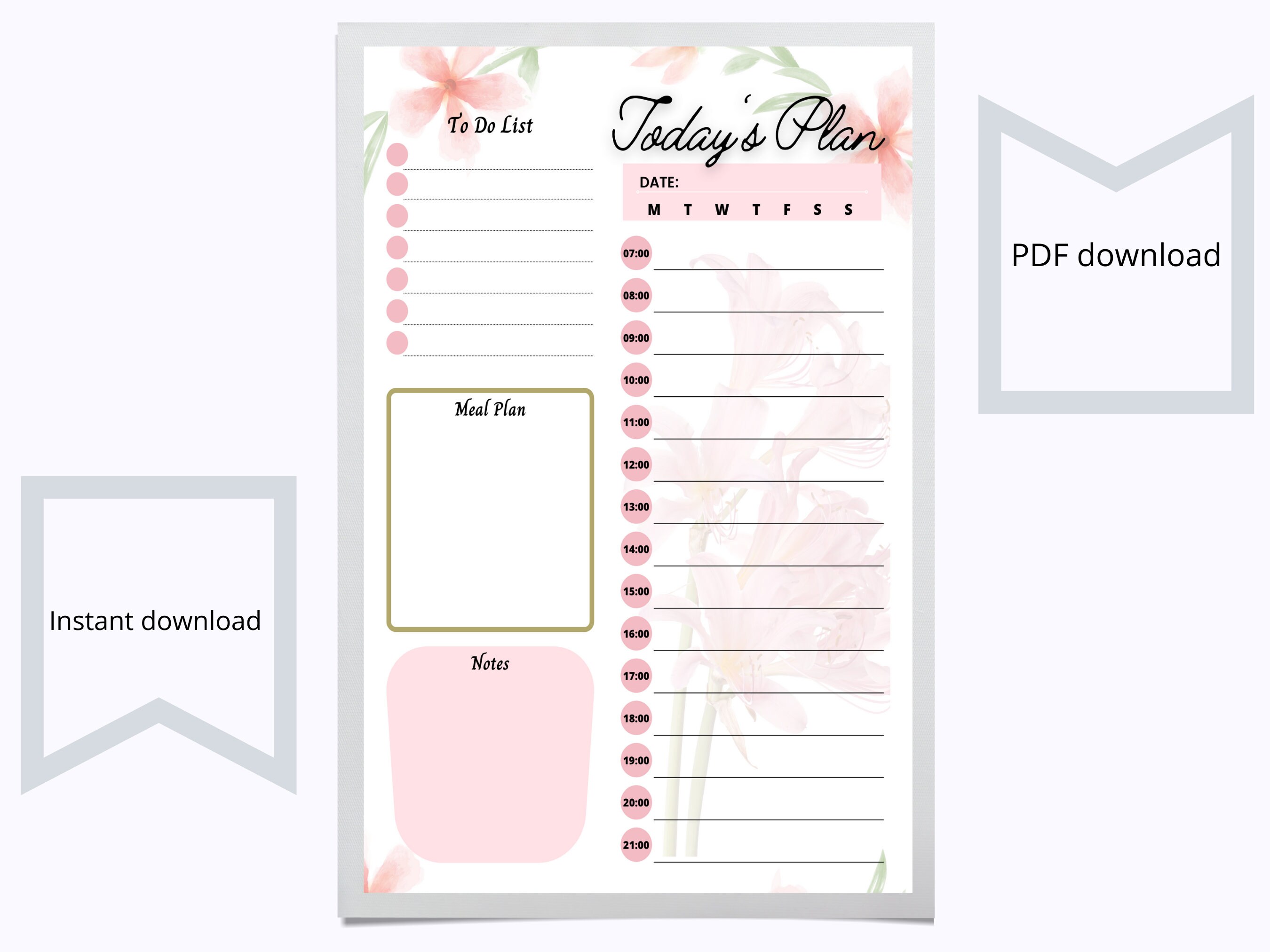 Printable Daily Planner, Cute and Floral Planner, to Do List ...
