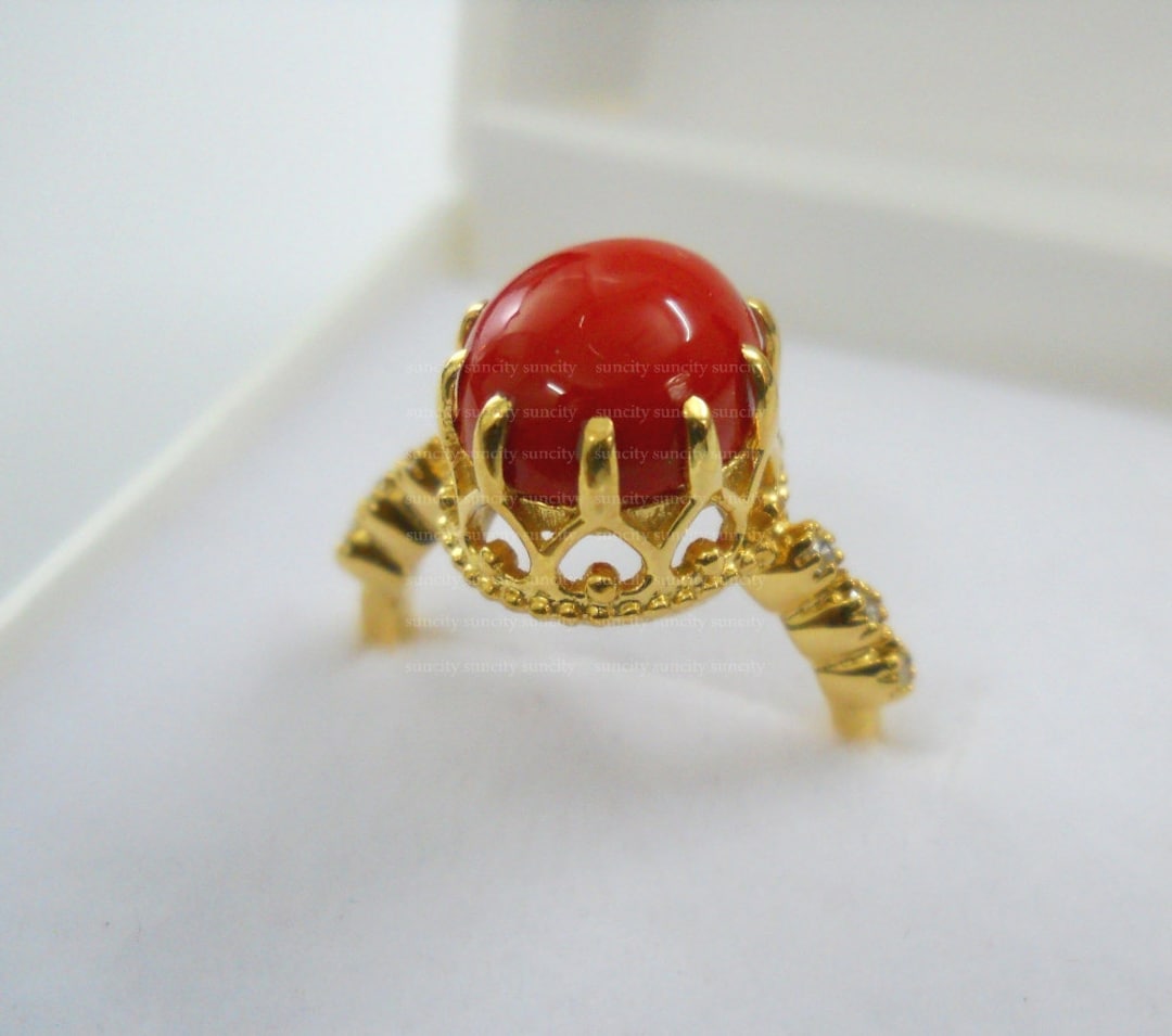 Natural Coral Ring Coral Ring for Women Real Red Coral Gemstone Ring ...
