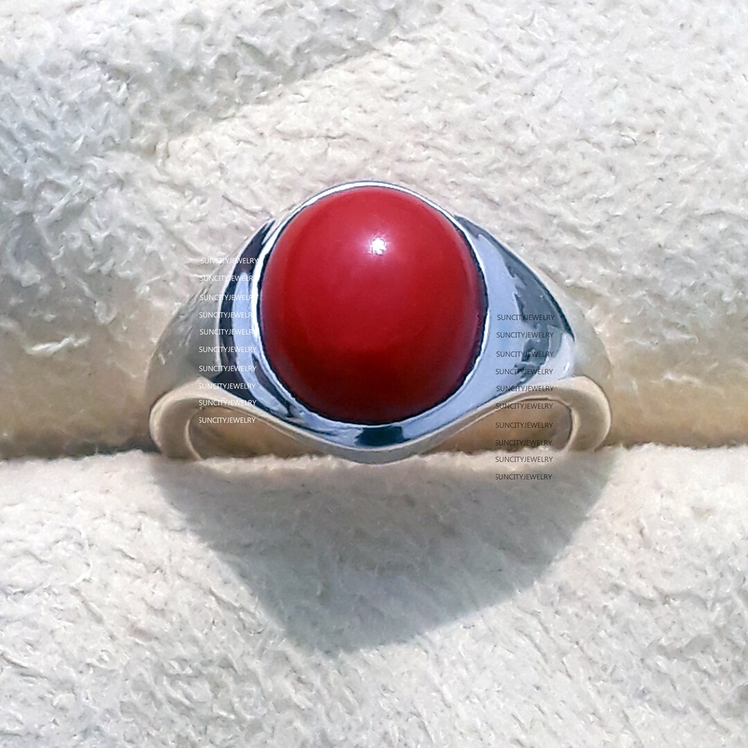 Natural Coral Ring-handmade Ring for Men or Women-astrological Stone ...