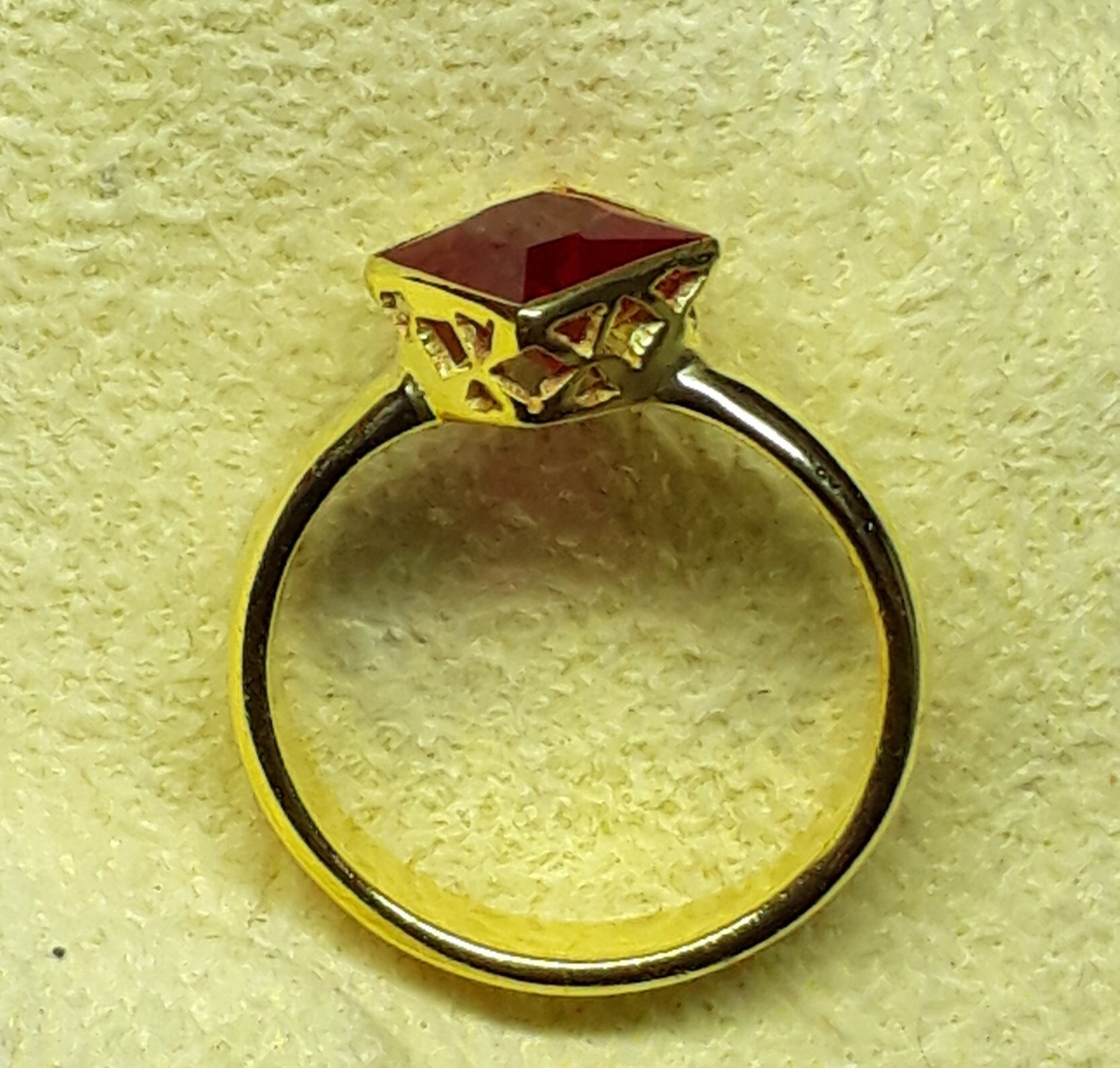 Square Ruby Ring: Yellow Gold Plated, Sterling Silver, Bezel Setting - Etsy
