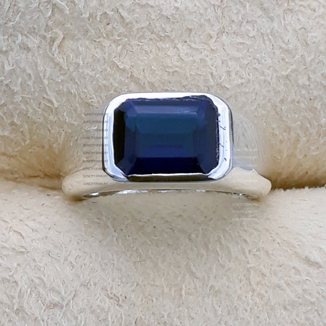 Natural Blue Sappier Ring-birthstone Ring for Men Ring Wedding ...