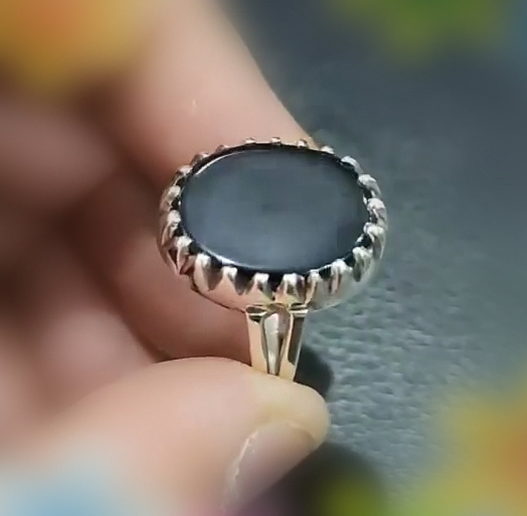 Natural Black Aqeeq Ring Black Sulemani Aqeeq Stone Ring Astrological ...
