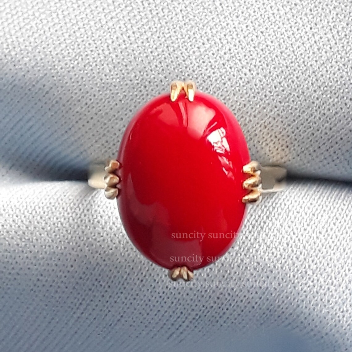 Natural Coral Ring Coral Ring for Women Real Red Coral Gemstone Ring ...