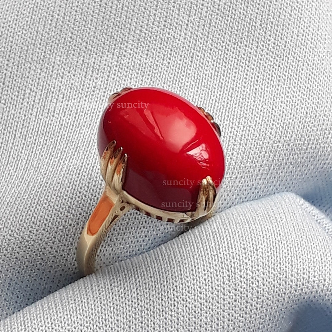 Natural Coral Ring Coral Ring for Women Real Red Coral Gemstone Ring ...