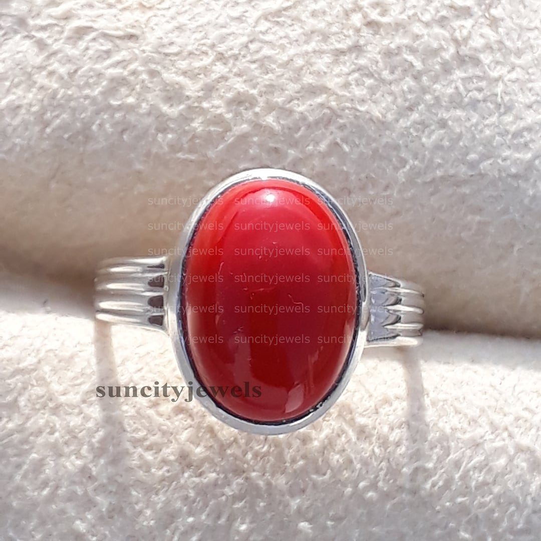 Natural Coral Ring-astrological Purposes-genuine Coral Gemstone ...